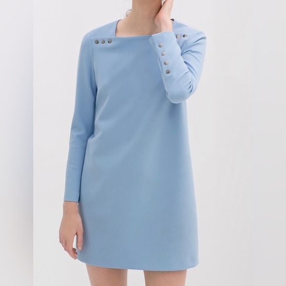 Zara | Dresses | Zara Light Blue Dress | Poshmark